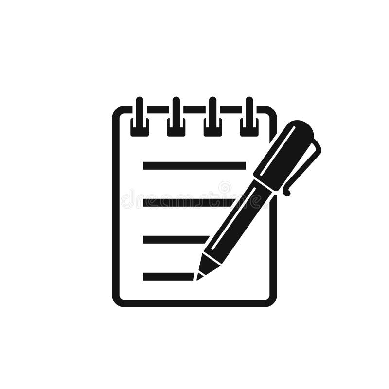 Notebook and Pen Icon. Notepad with Pen Flat Design Icon Stock Vector ...