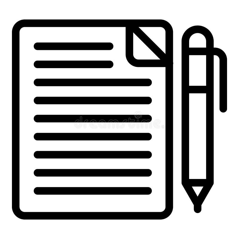Notebook and Pen Icon, Outline Style Stock Vector - Illustration of ...