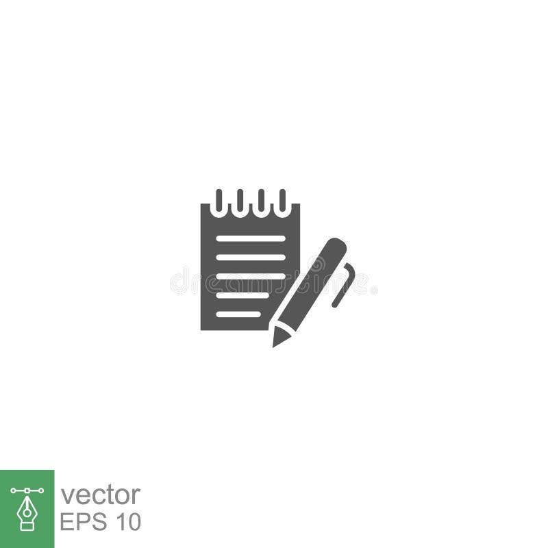 Notebook with Pen Icon, Write Text Paper. Notepad Symbol Stock Vector ...