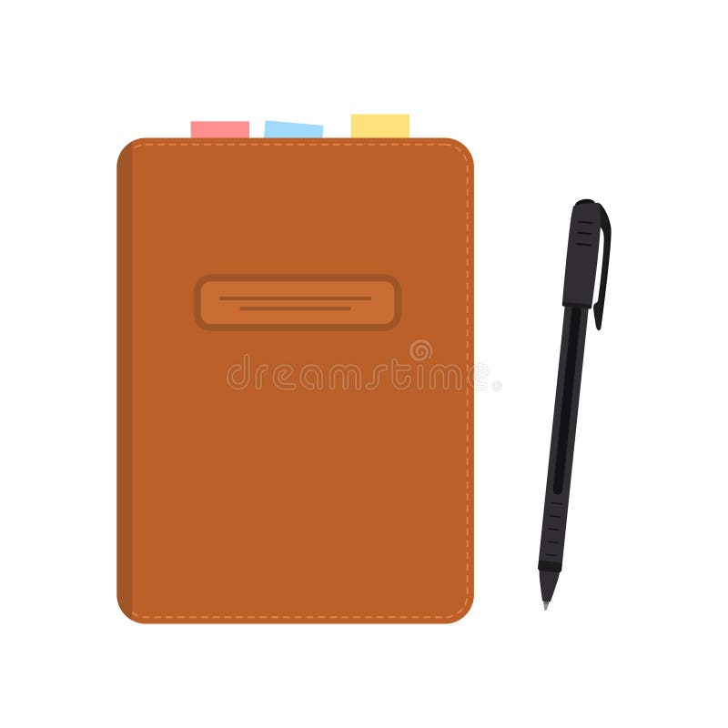 Notebook and Pen Isolated on White Background Stock Vector ...