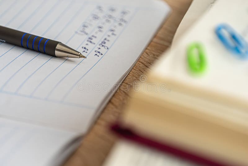 Notebook with Pen and Notes, Homework Stock Image - Image of finance ...