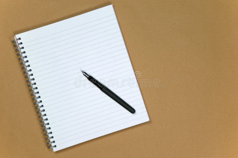 Notebook and Pen on Paper Background Stock Photo - Image of copy ...