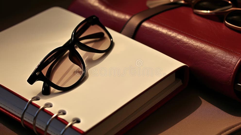 Notebook with pen on table stock image. Image of view - 297043031