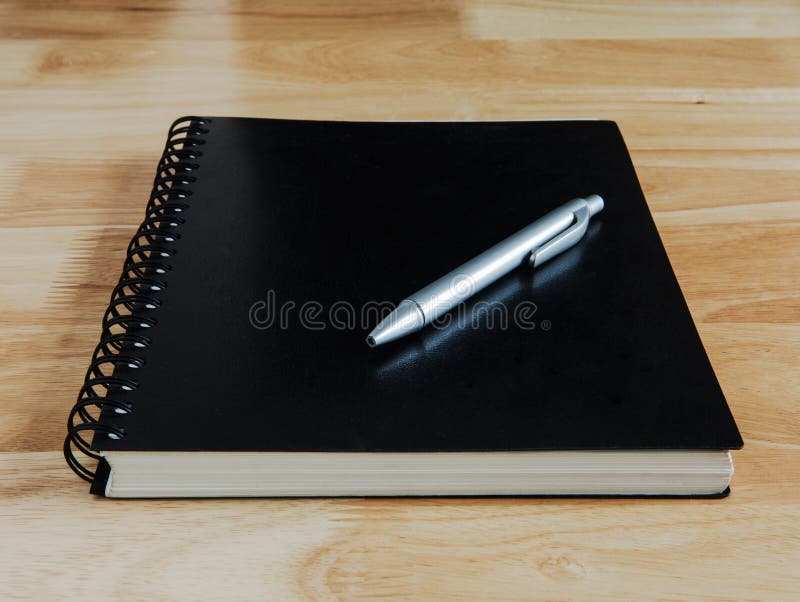 Notebook and Pen on Wooden Desk Stock Image - Image of document ...