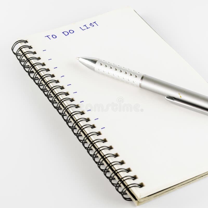 Notebook with Pen Write To Do List Word Stock Image - Image of binder ...