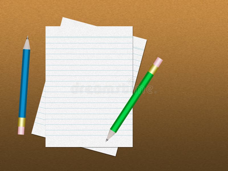 Notebook with pencil stock illustration. Illustration of stationery ...