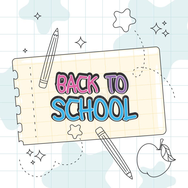 Notebook and Pencil with Back To School Message on Grid Vector Stock ...
