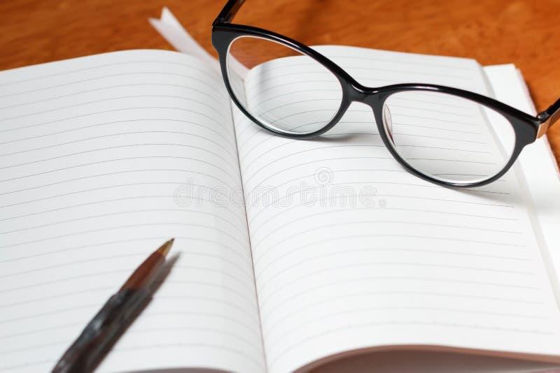 Notebook, Pencil and Glasses Stock Photo - Image of notebook, items ...