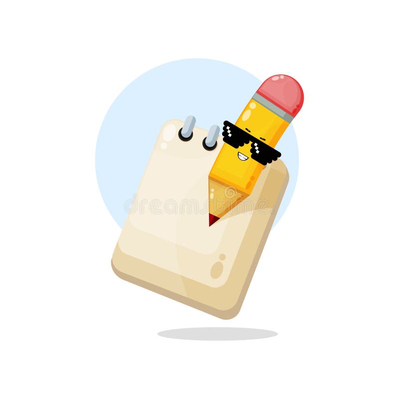 Notebook with a Pencil Icon Cartoon Illustration Stock Vector ...