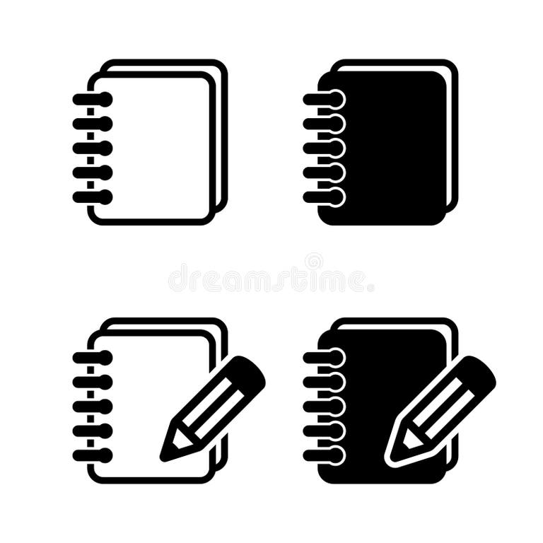 Notebook and Pencil Icon. Icon of Notes. Notepad Vector Sign Stock ...