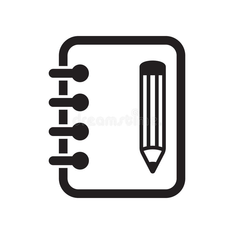 Notebook and Pencil Icon. Icon of Notes. Notepad Sign. Stock Vector ...