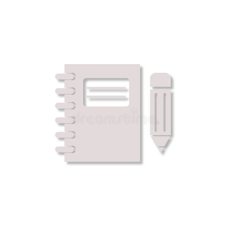 Notebook and pencil icon stock vector. Illustration of office - 103879340