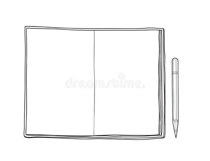 Template Spiral Notebook Hand Drawn Line Art Vector Illustration Stock ...