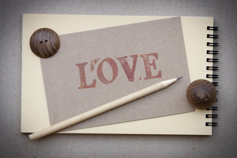 Notebook and Pencil with Love Card Stock Image - Image of note, concept ...