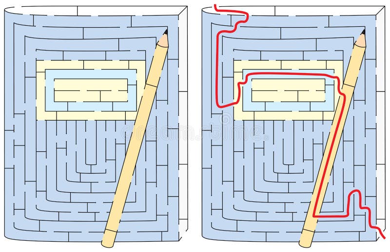 Notebook and pencil maze stock vector. Illustration of easy - 111193206