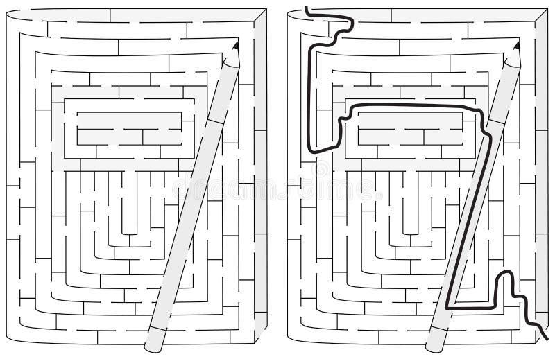 Notebook and pencil maze stock vector. Illustration of activity - 108120963