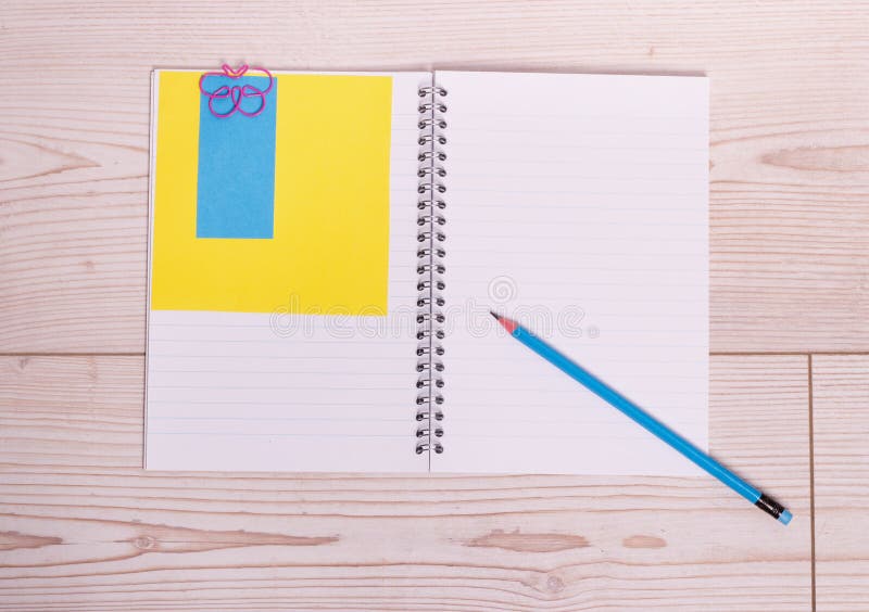 Notebook with Pencil and Note Paper Stock Photo - Image of list, empty ...