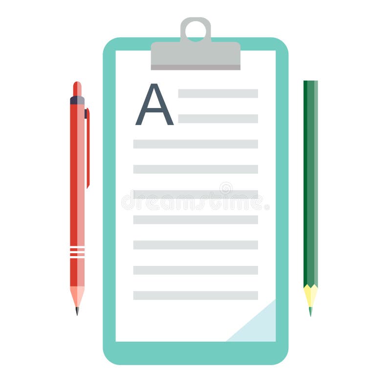 Notebook, pencil and pen. stock vector. Illustration of cartoon - 164424399