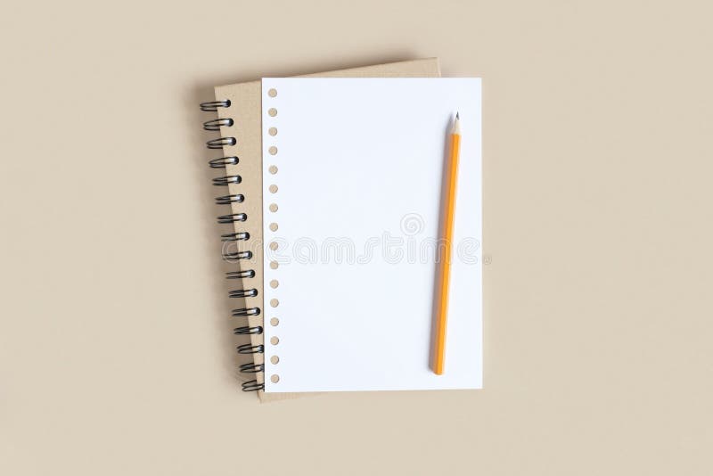Notebook with Pencil. School Notebook on Neutral Beige Background ...