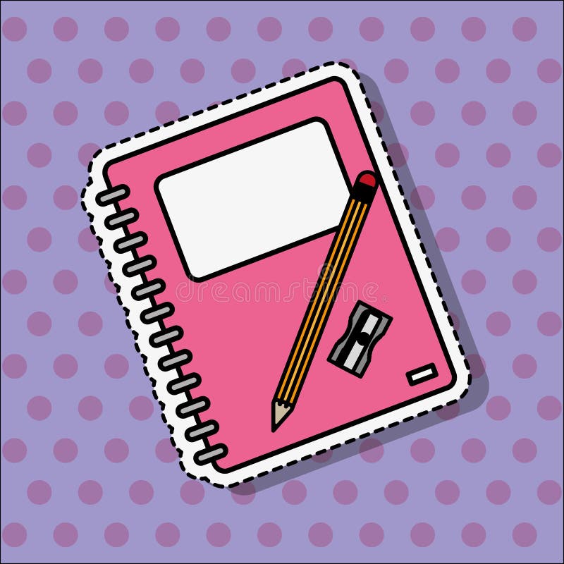 Notebook with Pencil and Sharpener Tools Patches Sticker Stock Vector ...