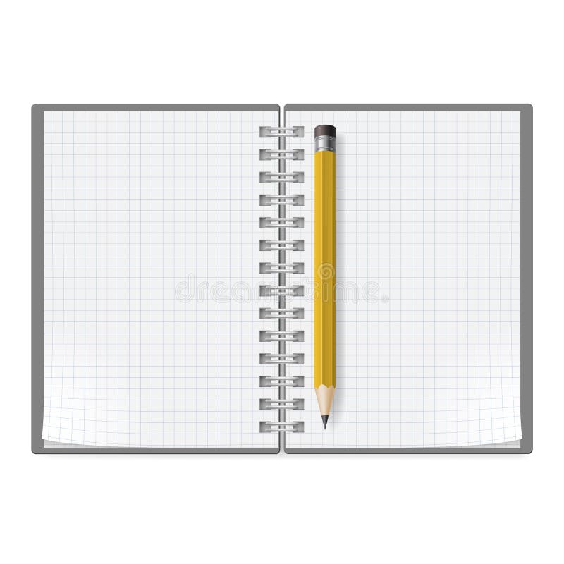 Notebook with pencil stock vector. Illustration of handwriting - 32975553
