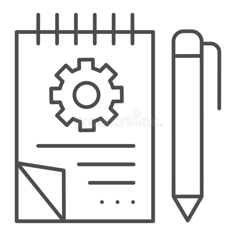 Notebook with Project and Pencil Line and Glyph Icon. Notepad with ...