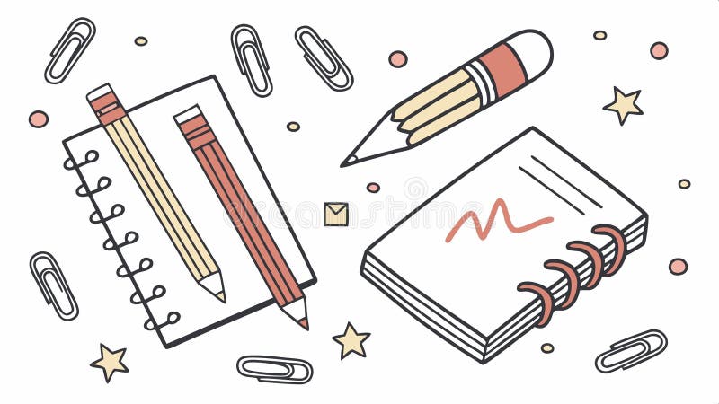 Notebook and Pencil, Writing Tools for Education Designs Vector Design ...