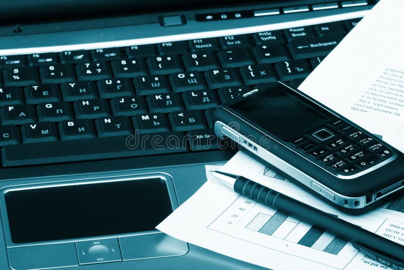 Notebook, Phone, Business Technology Stock Photo - Image of computers ...