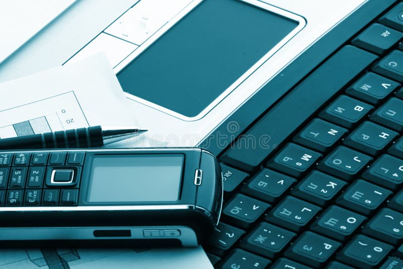 Notebook, Phone, Business Technology Stock Photo - Image of phone ...
