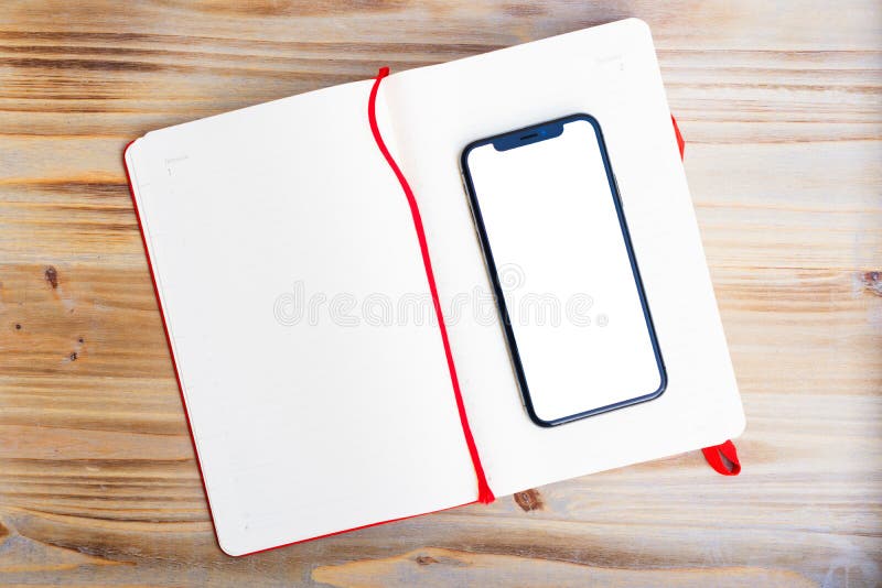 Notebook with phone stock photo. Image of business, management - 107381392