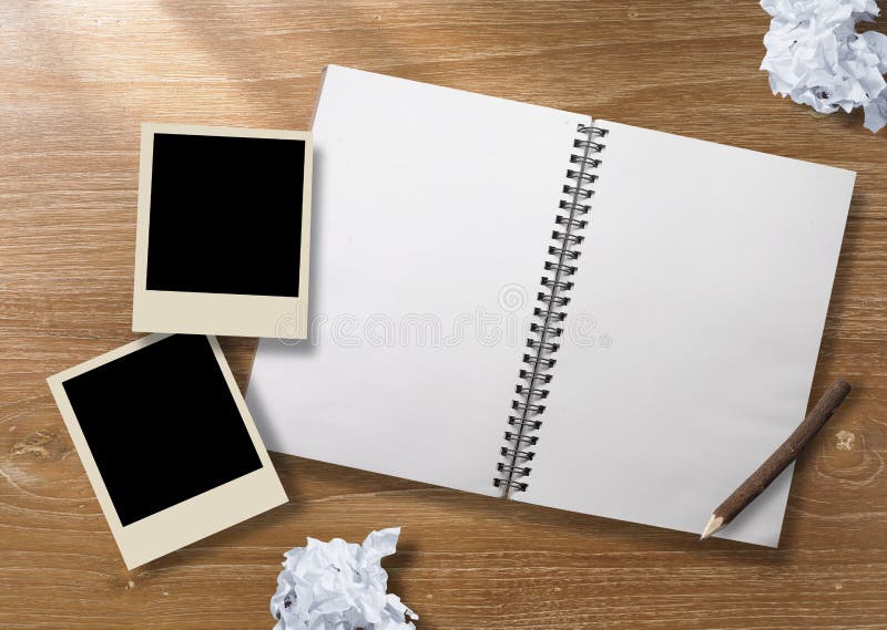 Notebook and photo frame stock photo. Image of background - 24344582