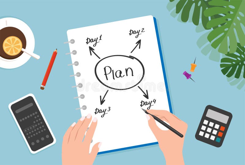 Notebook Planner for Describing Creative Ideas. Female Hands Draw a ...