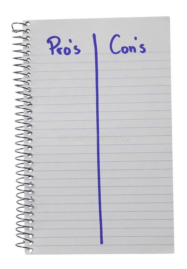 Notebook Pros Vs Cons in Blue Stock Image - Image of notes, choice ...