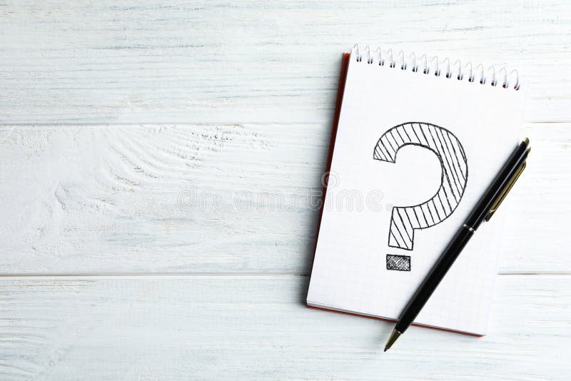 Notebook with Question Mark and Crumpled Paper on Table, Flat Lay ...