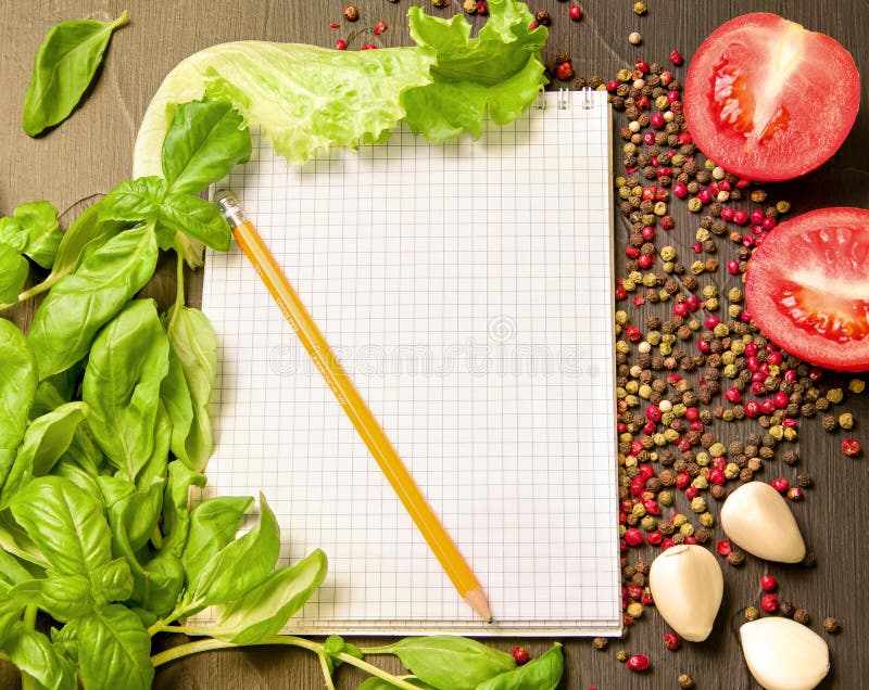 Notebook for Recipes with a Pencil on the Table Stock Photo - Image of ...