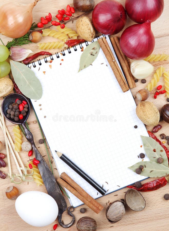 Notebook for Recipes and Spices Stock Image - Image of pepper, cooking ...