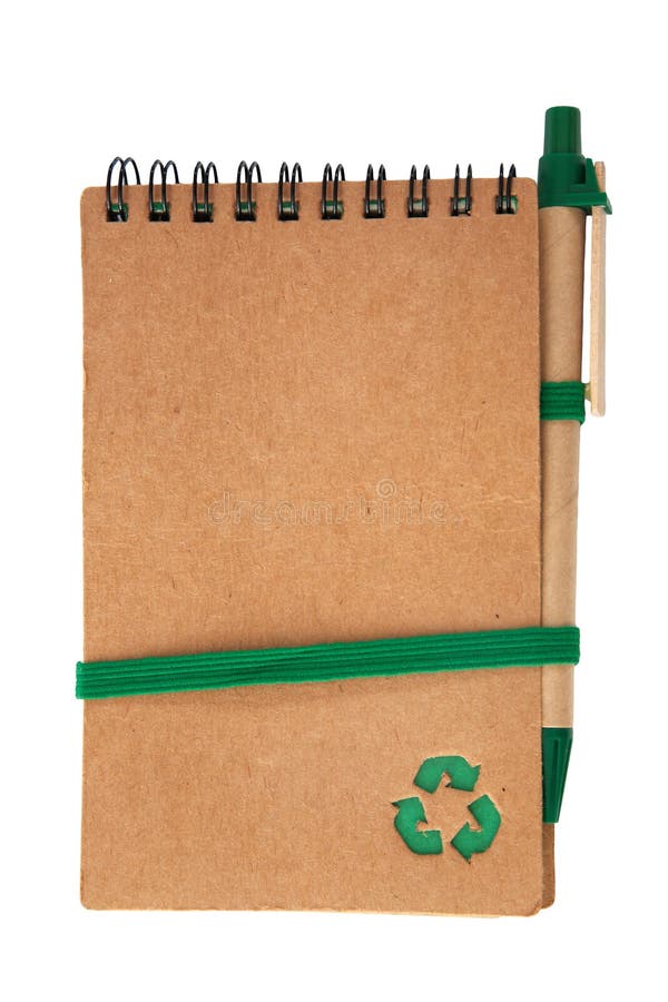 Notebook with Recycle Icon Isolated on White Stock Photo - Image of ...