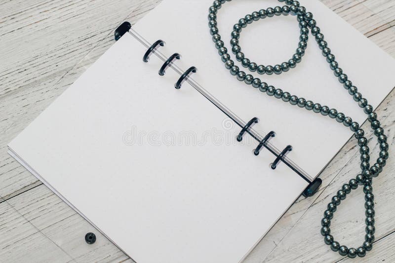Notebook with Rings, Checkered Sheets, Transparent Cover, Beads, Style ...