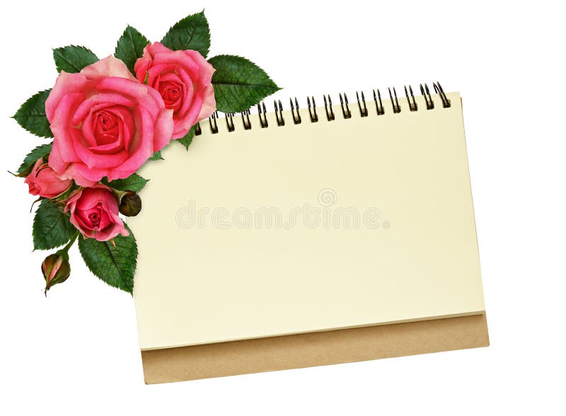 Notebook and rose flowers stock image. Image of beautiful - 39559757