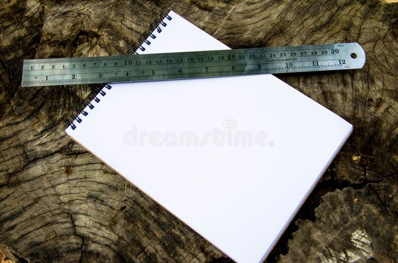 Notebook with Ruler on Old Tree Stock Image - Image of persistence ...