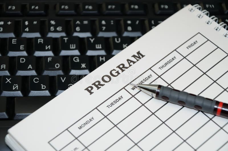 Notebook with Schedule and Pen Stock Image - Image of plan, planner ...