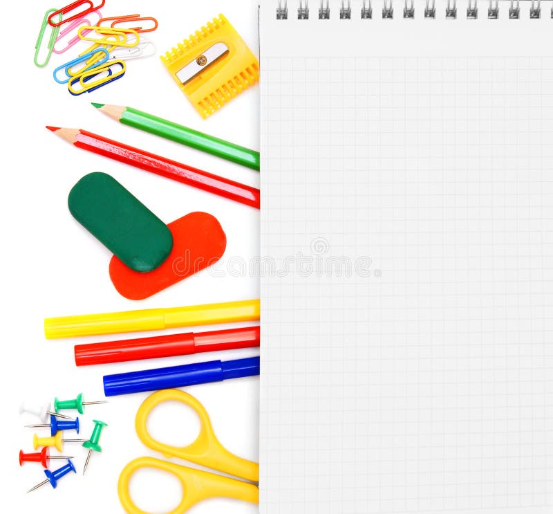 Notebook and a School Tools . Stock Photo - Image of colourful ...