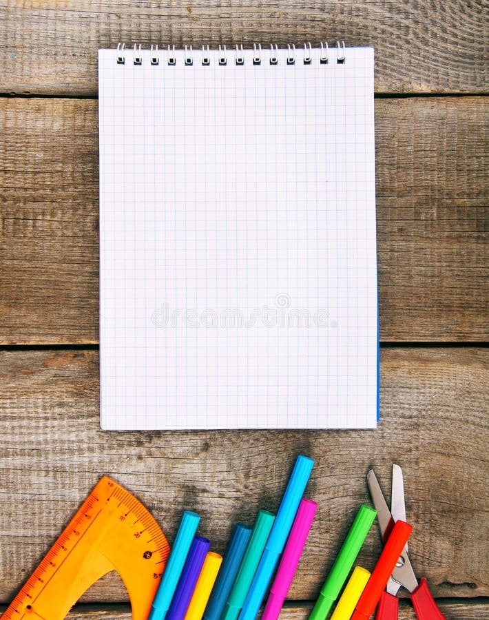 Notebook and School Tools Around. Stock Image - Image of note ...