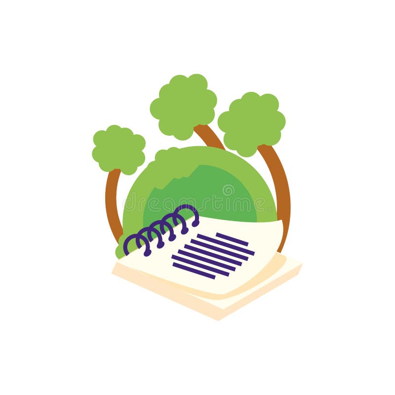 Notebook School with Tree Plants Nature Stock Illustration ...