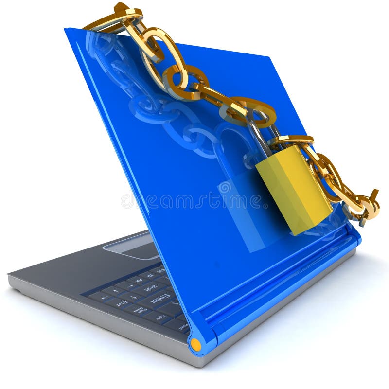 Pc Security. Laptop with Chain and Lock Stock Illustration ... Pc Security. Laptop with Chain and Lock Stock Illustration ...