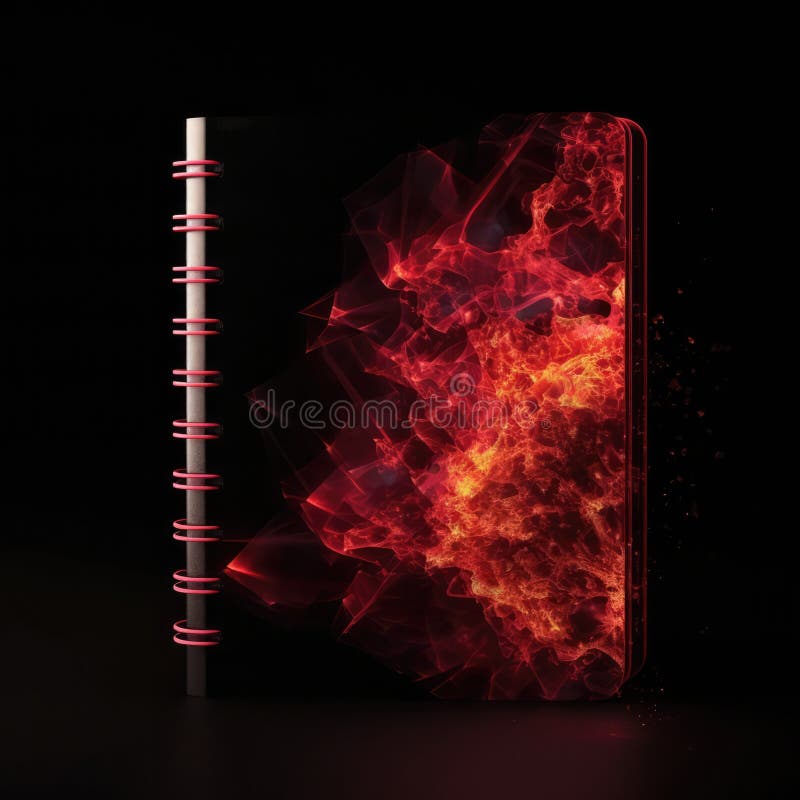 Notebook Shape in Red Fire on Black Background. Generative AI Stock ...