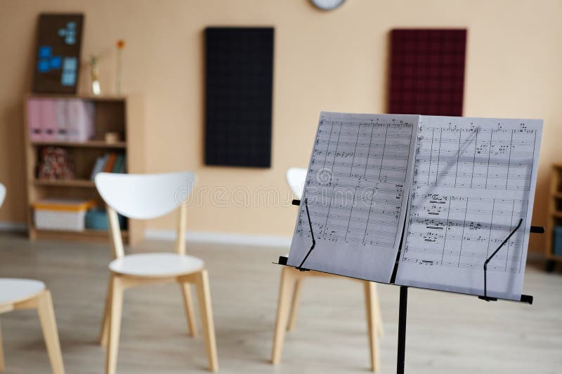 Notebook with Sheet Music in Music Class Stock Photo - Image of ...