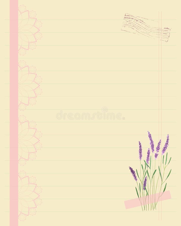 Notebook Sheet Old Lined Vintage Style, with Lavender and Lace and ...