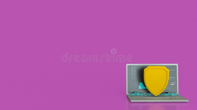 The Notebook and Shield for Cyber Security Concept 3d Rendering Stock ...