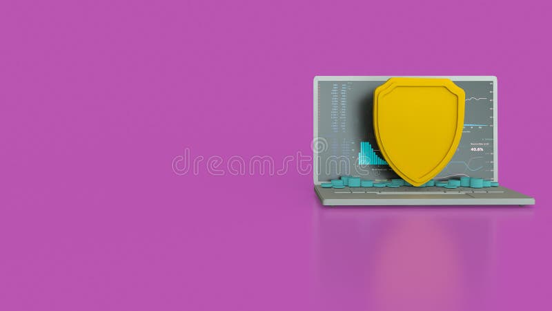 The Notebook and Shield for Cyber Security Concept 3d Rendering Stock ...